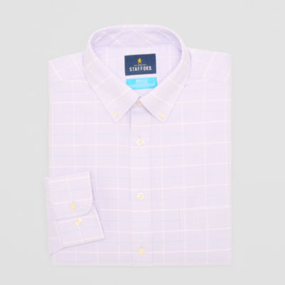 Stafford Mens Regular Fit Long Sleeve Dress Shirt, Color: Orchid Plaid - JCPenney