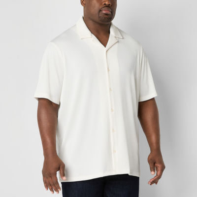 Shaquille O'Neal XLG Textured Mens Short Sleeve Fitted Sleeve Regular Fit Big and Tall Button ...