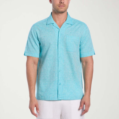 Cubavera Linen Blend Diamond Dobby Mens Regular Fit Short Sleeve Button-Down Shirt, Color ...