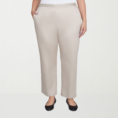 Alfred Dunner-Plus Coming Up Roses Womens Mid Rise Straight Pull-On Pants - JCPenney