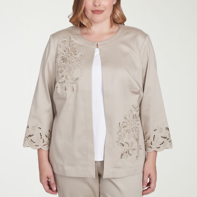 Alfred Dunner Coming Up Roses Womens Regular Fit Blazer Plus, Color: Almond - JCPenney
