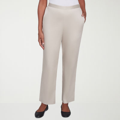 Alfred Dunner Coming Up Roses Womens Straight Pull-On Pant, Color: Almond - JCPenney