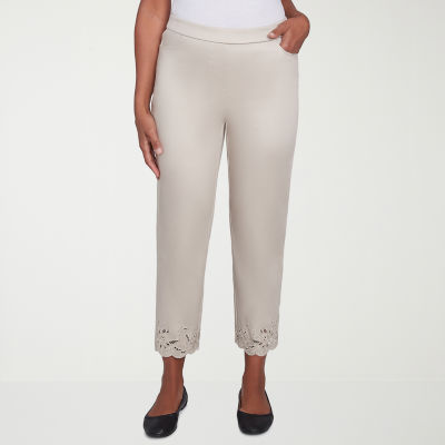 Alfred Dunner Coming Up Roses Womens Straight Straight Fit Ankle Pant, Color: Almond - JCPenney