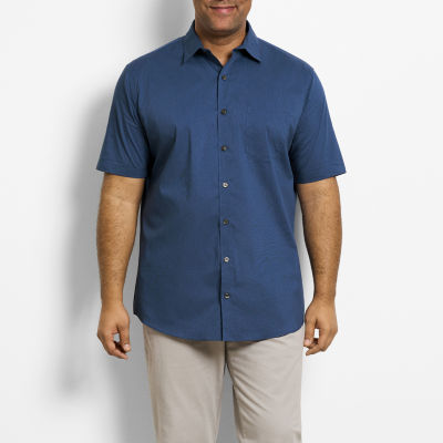 Van Heusen Stain Shield Big and Tall Mens Regular Fit Short Sleeve Button-Down Shirt - JCPenney