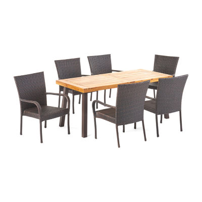 Sutton 7-pc. Rectangular Dining Set, Color: Teak Brown - JCPenney
