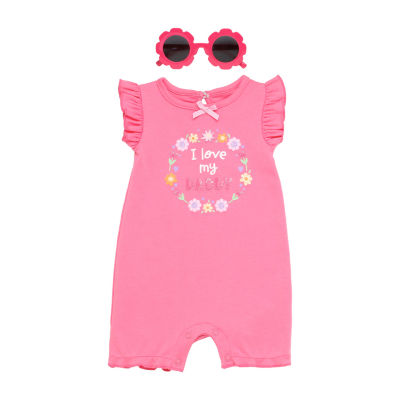 Baby Starters Baby Girls Short Sleeve Romper, Color: Pink - JCPenney