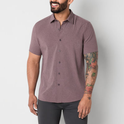 Stylus Mens Regular Fit Short Sleeve Button-Down Shirt, Color: Plum Onyx Sd - JCPenney