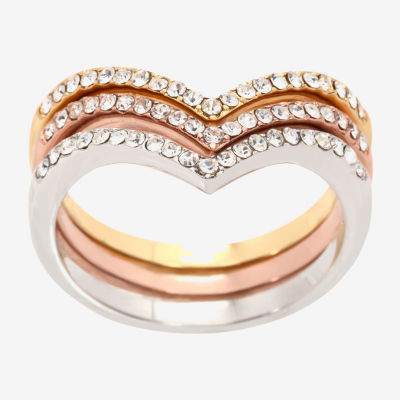 Sparkle Allure Curved Chevron Delicate Womens Crystal 14K Gold Over Brass 18K Rose Gold Over ...