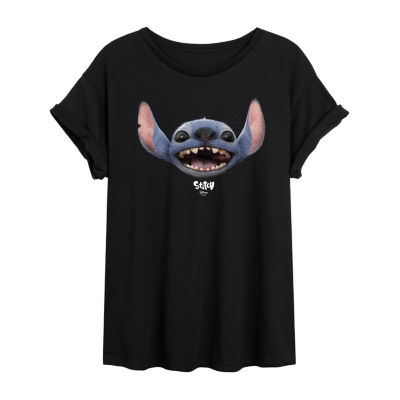Juniors Lilo And Stitch The Movie Stitch Tee Womens Crew Neck Short Sleeve Lilo & Stitch Stitch ...