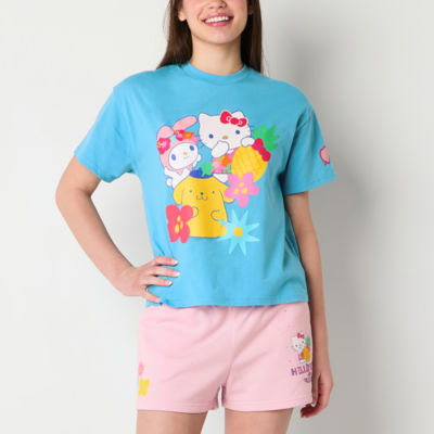 Juniors Womens Crew Neck Short Sleeve Hello Kitty Graphic T-Shirt, Color: Blue - JCPenney