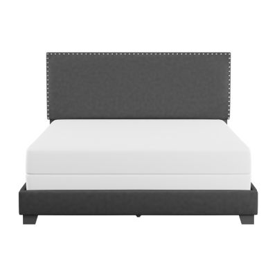 Gayle Upholstered Rectangular Bed, Color: Charcoal - JCPenney