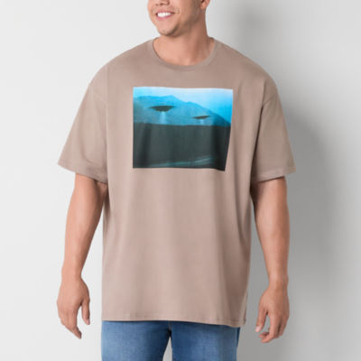 Arizona Big and Tall Mens Crew Neck Short Sleeve Classic Fit Graphic T-Shirt, Color: Ufo Graphic ...