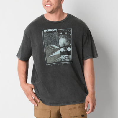 Arizona Big and Tall Mens Crew Neck Short Sleeve Classic Fit Graphic T-Shirt, Color: Planets ...