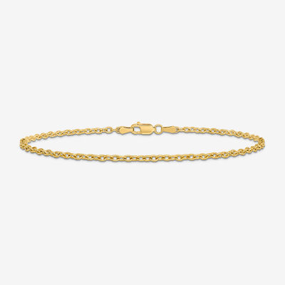 Fine Jewelry 14K Gold 9 inch Solid Cable Ankle Bracelet One Size Bracelets Ankle Bracelets