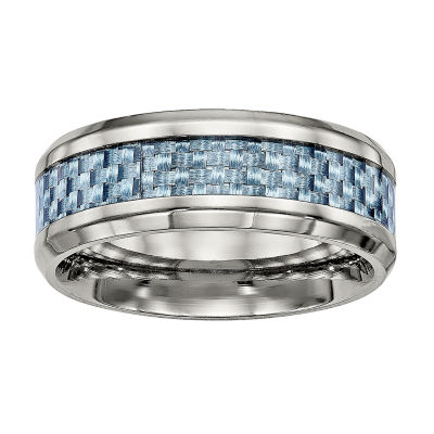 Mens Titanium & Blue Carbon Fiber Inlay Wedding Band - JCPenney