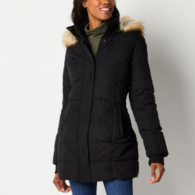 St. John's Bay Womens Heavyweight Puffer Jacket, Color: Black - JCPenney