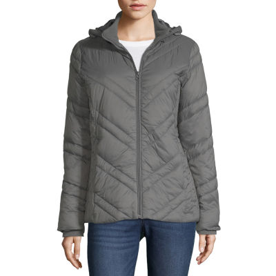 Xersion Womens Removable Hood Water Resistant Lightweight Quilted Puffer Jacket, Color: Castle ...