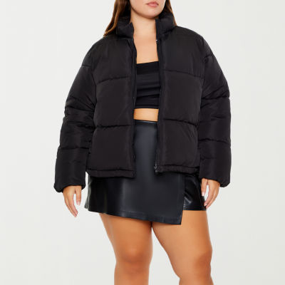 Forever 21 Lightweight Womens Juniors Plus Puffer Jacket, Color: Black - JCPenney