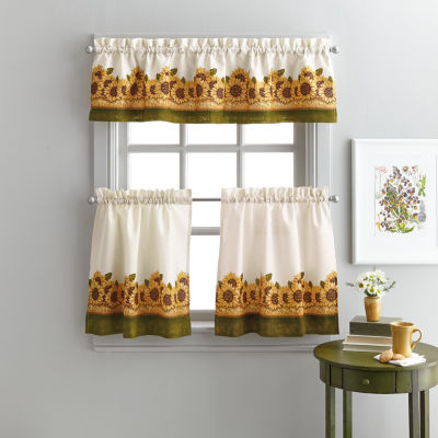 CHF Sunflower Garden 3 pc. Rod Pocket Kitchen Curtain Window Set Color Yellow JCPenney