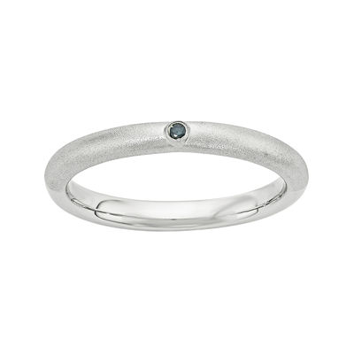 Personally Stackable Color-Enhanced Blue Diamond-Accent Sterling Silver Stackable Ring, Color ...