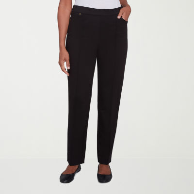 Alfred Dunner Romancing The Stone Womens Mid Rise Straight Pull-On Pants, Color: Black - JCPenney