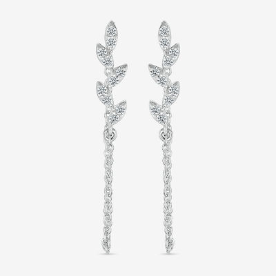 Front Back Womens 1/8 CT. T.W. Natural White Diamond Sterling Silver Drop Earrings - JCPenney