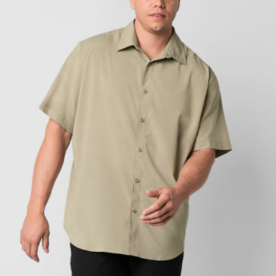 Stylus Big and Tall Mens Regular Fit Short Sleeve Button-Down Shirt, Color: Desert Taupe Sd ...