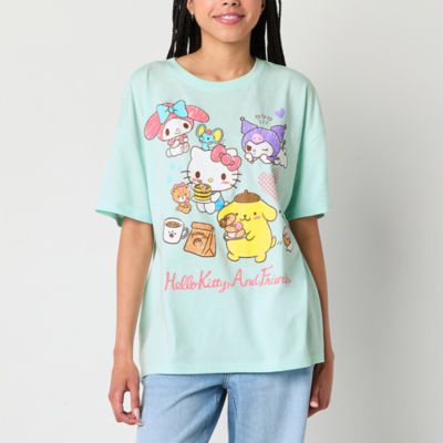 Juniors Hello Kitty And Friends Oversized Tee Womens Crew Neck Short Sleeve Hello Kitty Graphic ...