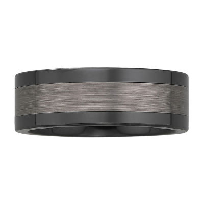 Mens 8mm Stainless Steel Wedding Band, Color: Black - JCPenney