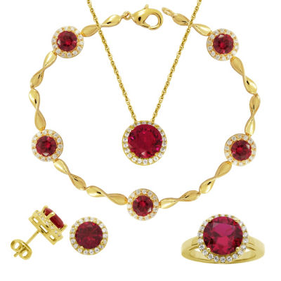 Lab-Created Ruby & Cubic Zirconia 4-pc. Jewelry Set, Color: Red - JCPenney