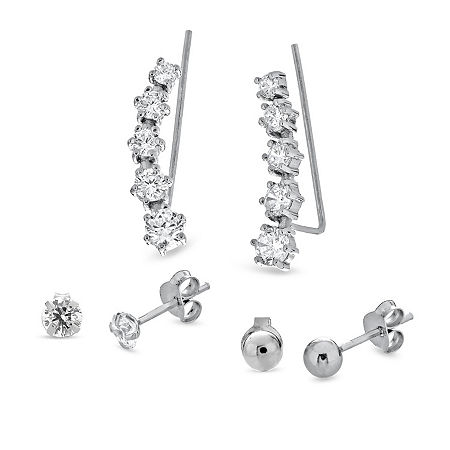 Click here for Womens Cubic Zirconia Sterling Silver Ball 3 Pair... prices