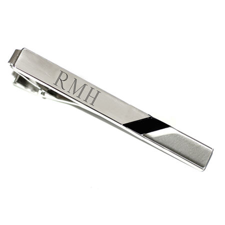 Click here for Silvertone Engravable Tie Bar with Onyx Stone  One... prices