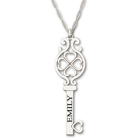 Click here for Personalized Sterling Silver Key Name Pendant Neck... prices