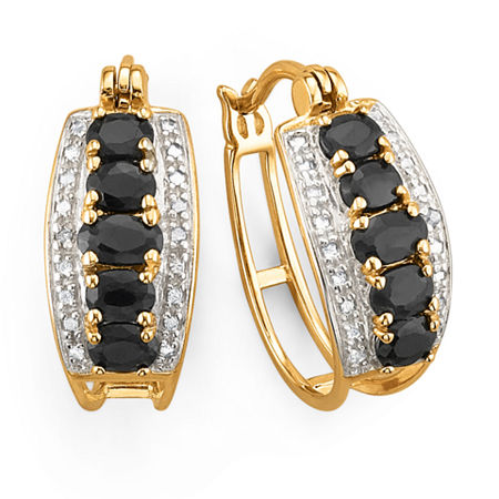 Click here for 18K Gold over Silver Genuine Sapphire Hoop Earring... prices