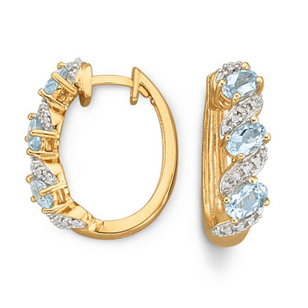 Click here for Genuine Sky Blue Topaz & Diamond-Accent Hoop Earri... prices
