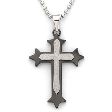 Click here for Mens Cross Pendant Necklace Stainless Steel  One S... prices