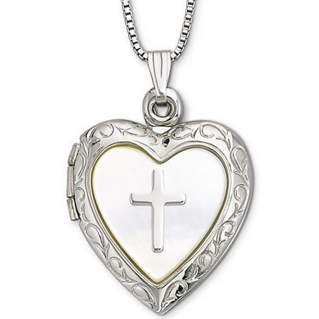 Click here for Mother-of-Pearl Heart & Cross Locket Pendant Neckl... prices