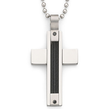 Click here for Mens Color-Enhanced Black Diamond Cross Pendant Ne... prices