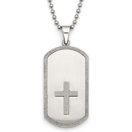 Click here for Stainless Steel Cut-Out Cross Dog Tag  One Size  G... prices