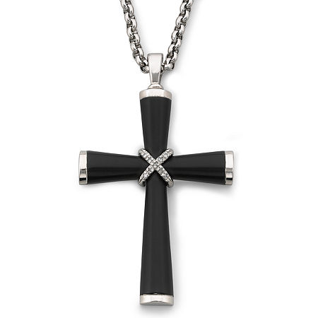 Click here for Mens Stainless Steel Diamond-Accent Cross Pendant... prices