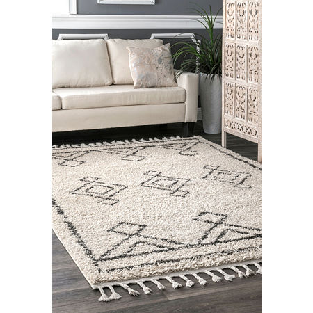 Click here for nuLoom Mackie Moroccan Diamond Tassel Area Rug  On... prices