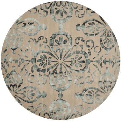 Safavieh Dip Dye Collection Vivyan Floral Round Area Rug, Color: Camel ...