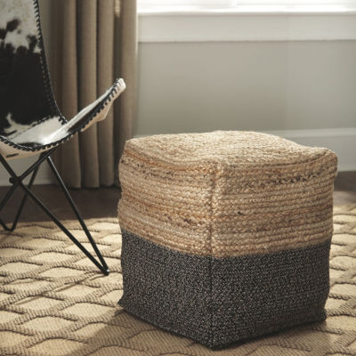 Signature Design by Ashley® Sweed Valley Pouf Ottoman, Color: Natural Black - JCPenney