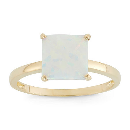 Click here for Womens Lab Created White Opal 10K Gold Solitaire C... prices