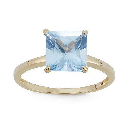 Click here for Womens Lab Created Blue Aquamarine 10K Gold Solita... prices