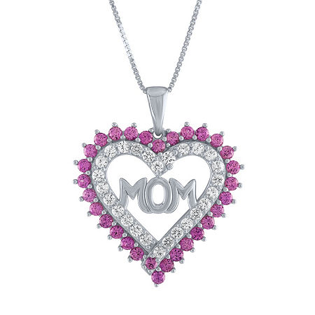 Click here for Mom Pink & White Lab-Created Sapphire Sterling Sil... prices