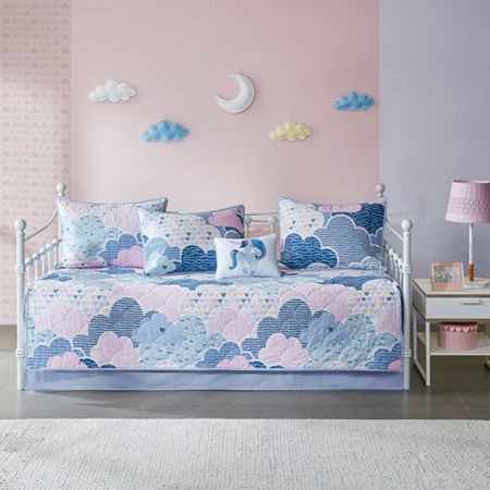 Intelligent Design Cloud Reversible Coverlet Set  Daybed - Blue