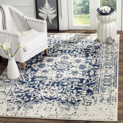 Safavieh Madison Collection Alene Oriental Area Rug, Color: Cream Navy ...