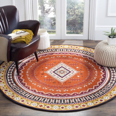 Safavieh Classic Vintage Collection Border Geometric Round Area Rug ...