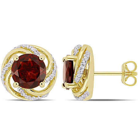Click here for Genuine Red Garnet 18K Gold Over Silver 12.8mm Stu... prices